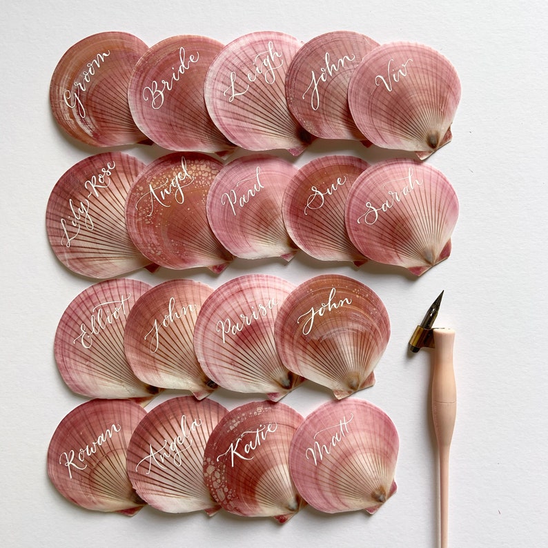 Shell Place Card Shell Place Name Beach Wedding Place Card - Etsy UK