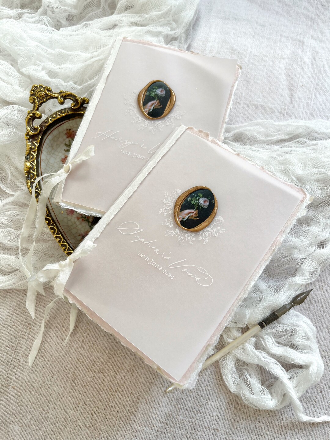 Rosetta Gift Boxed Handmade Paper Vow Booklets - Etsy