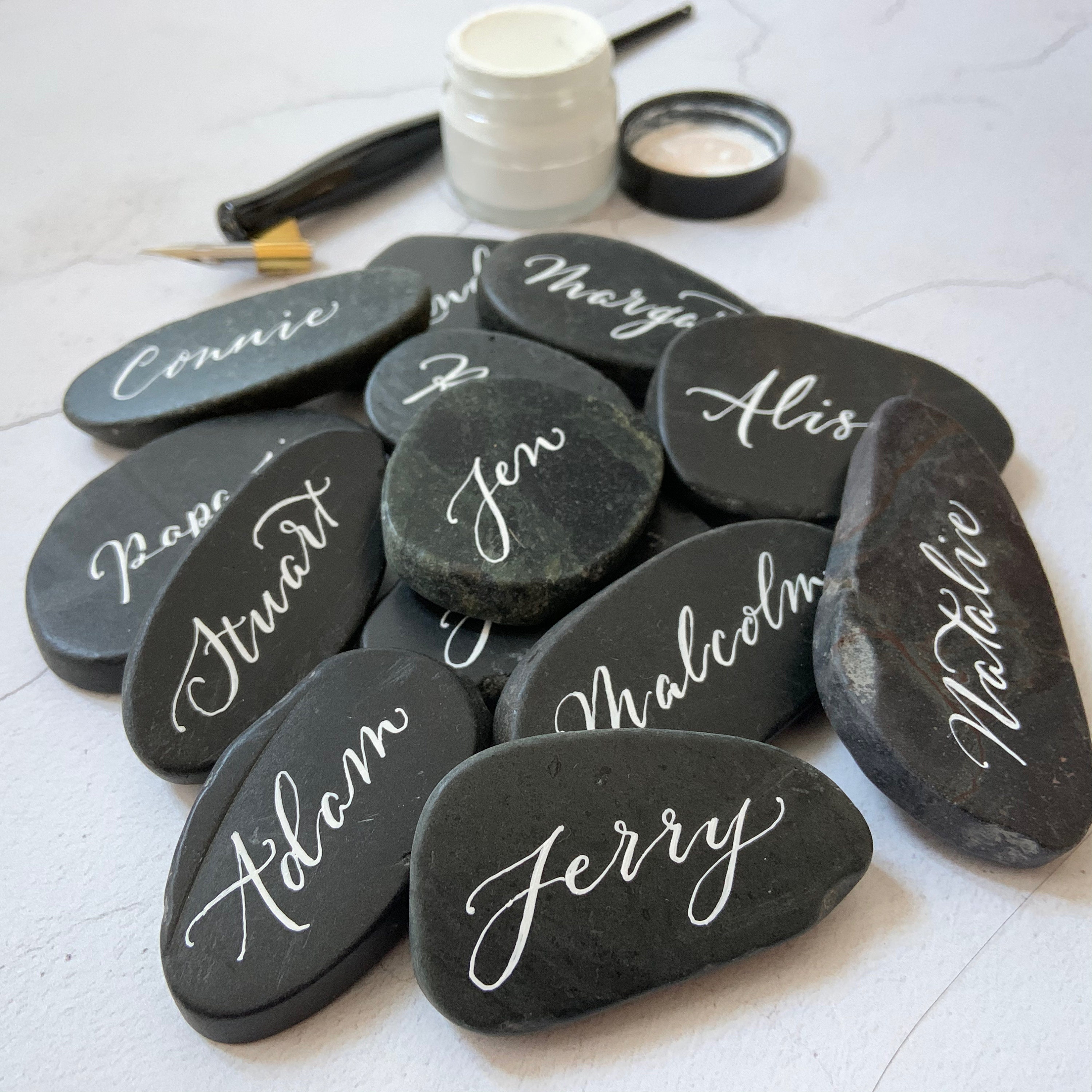 Granite Place Card, Calligraphy Name Stone SAMPLE - Etsy UK