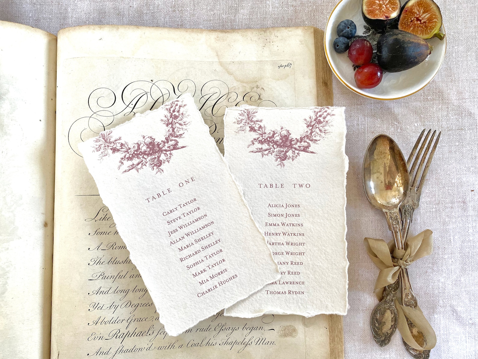 Kew Seating Plan, Handmade Paper Table Plan, DIY Seating Plan, Rose ...