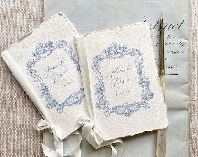 Chatsworth Handmade Paper Vow Books, Vintage Style Vow Booklets ...