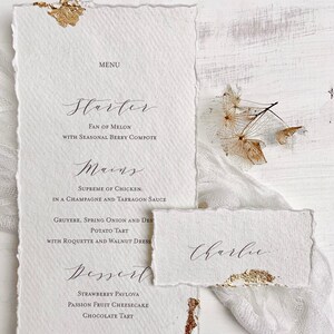 Deckled Edge Menu on Handmade Paper With Gold Leaf Accents - Etsy