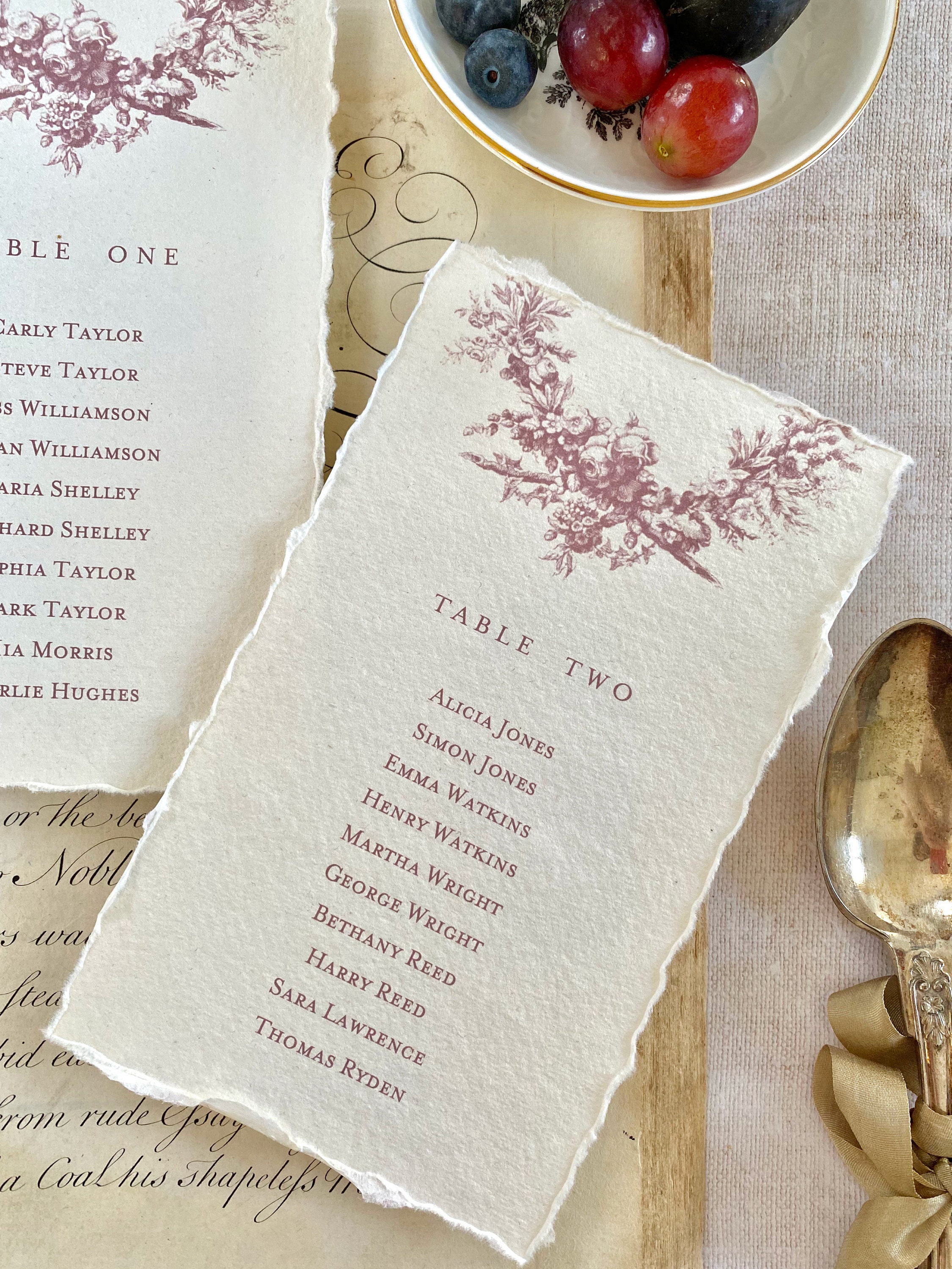 Kew Seating Plan, Handmade Paper Table Plan, DIY Seating Plan, Rose ...