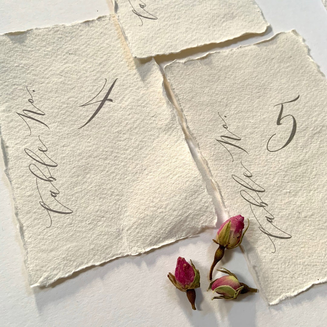 Handmade Paper Table Number Deckled Edge Table Number Hand - Etsy
