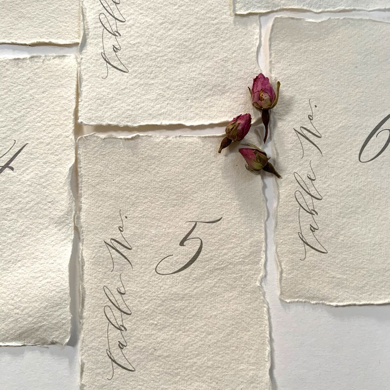 Handmade Paper Table Number Deckled Edge Table Number Hand - Etsy