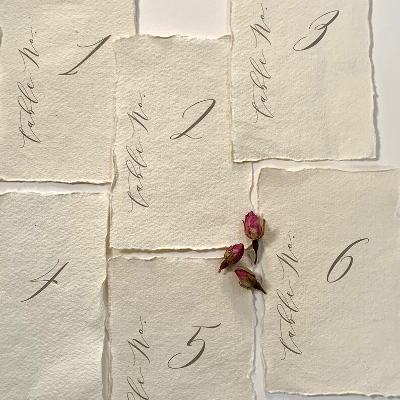 Handmade Paper Table Number Deckled Edge Table Number Hand - Etsy