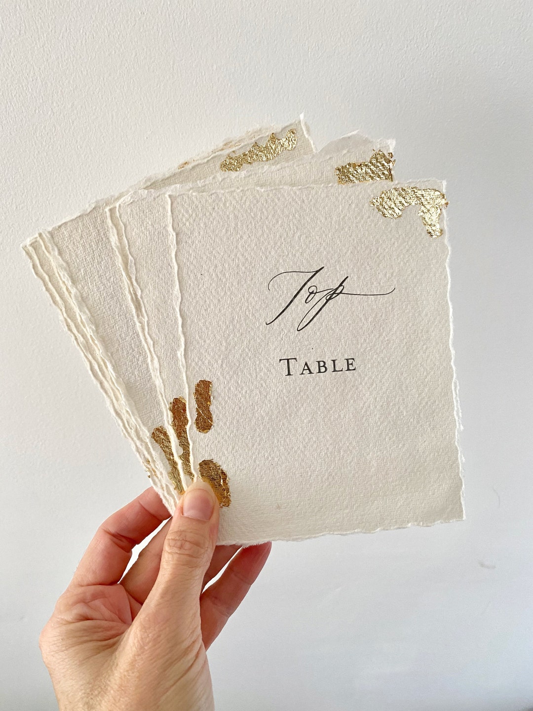 Gold Leaf Table Number, Handmade Paper Table Name, Gold Edge Table ...