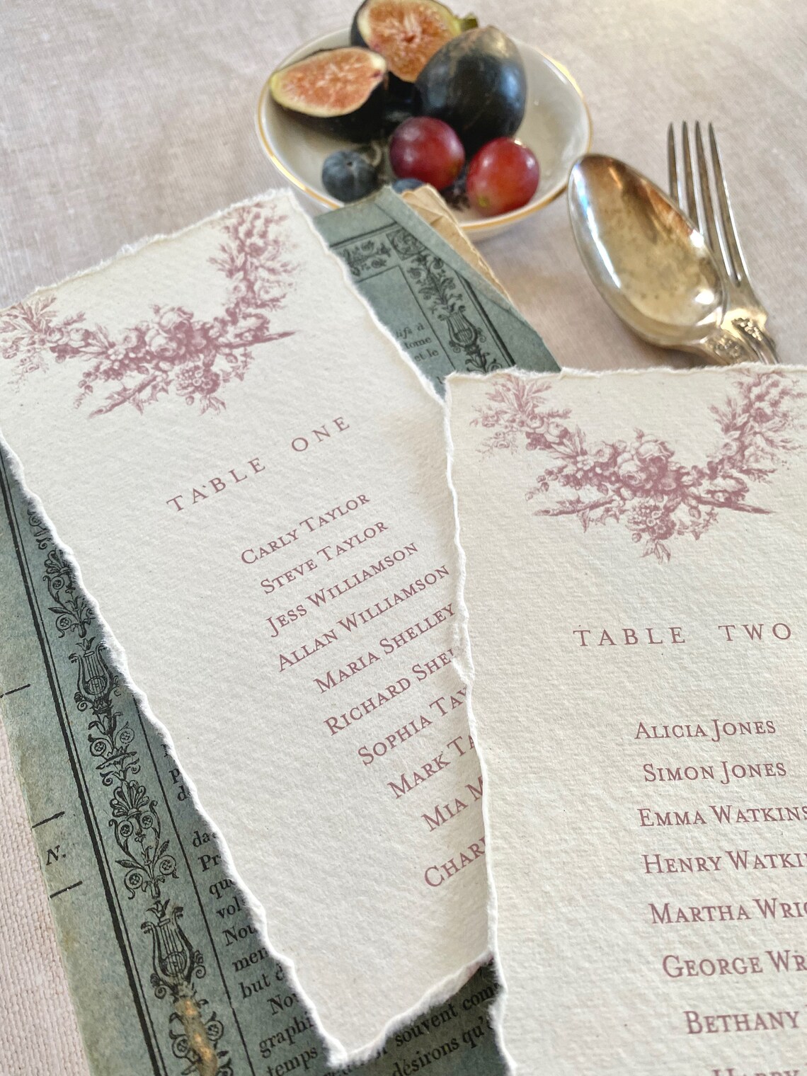 Kew Seating Plan, Handmade Paper Table Plan, DIY Seating Plan, Rose ...