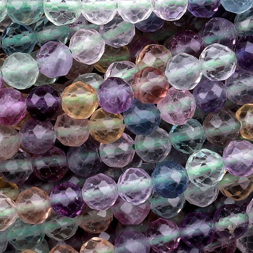 AAA Natural Multicolor Rainbow Fluorite Faceted 4mm 6mm Round - Etsy