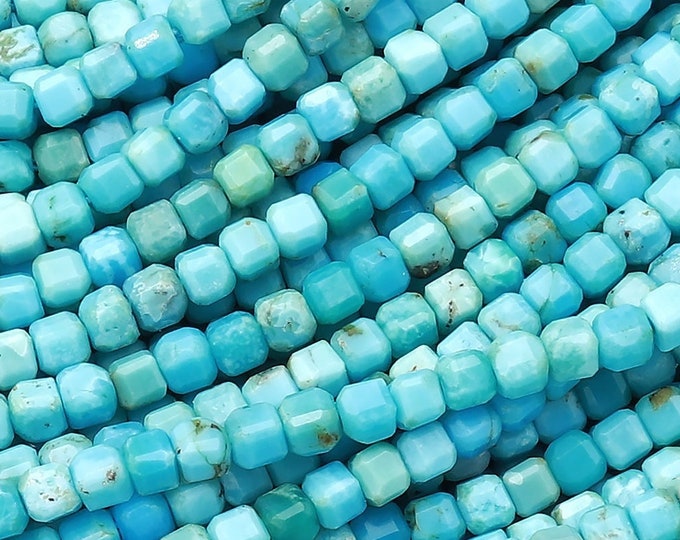 AAA Natural Blue Turquoise 2mm Cube Square Beads Dice Genuine Real ...
