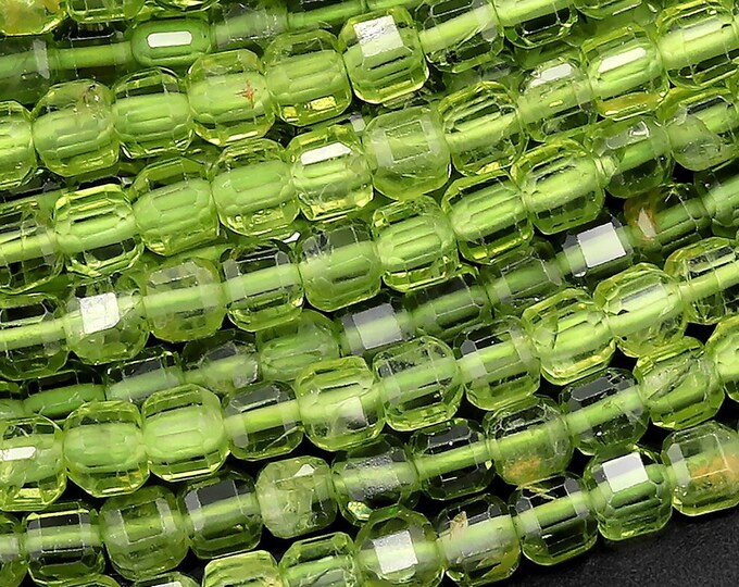 AAA Natural Green Peridot Micro Faceted 2mm 3mm Cube Dice Square Beads ...