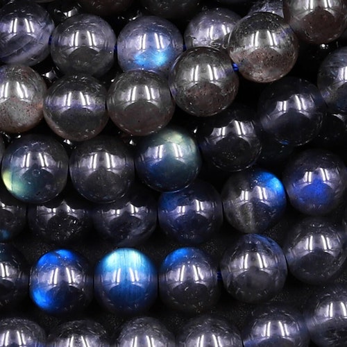Black Labradorite Beads 6mm 8mm 10mm Round Dark Gray Gemstone - Etsy