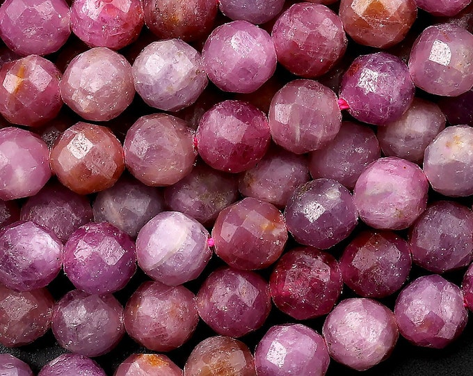 Real Genuine Natural Ruby Gemstone Faceted 6mm Round Beads Laser ...