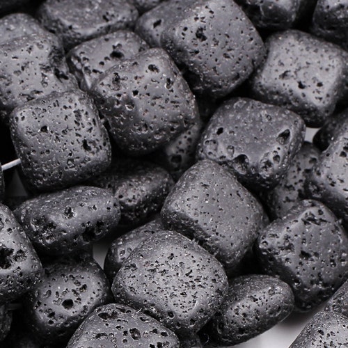 Black Square Cube Volcanic Lava Natural Loose Stone Jewelry - Etsy