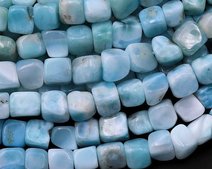 Natural Blue Larimar Beads Freeform Cube Nuggets Real Larimar Stone 15. ...