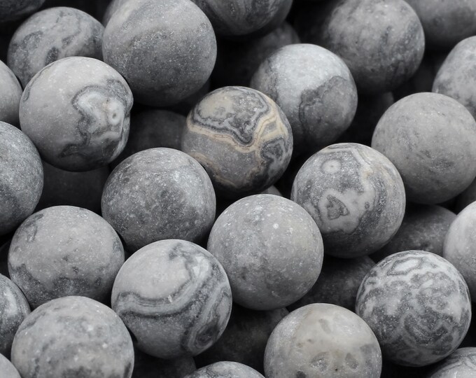 Gray Map Stone Jasper 4mm 6mm 8mm 10mm Smooth Round Beads Aka | Etsy