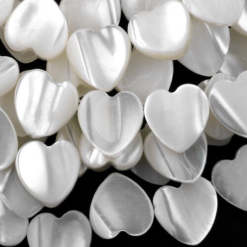 White MOP Heart Shape Beads Shell Heart Beads Mother of - Etsy