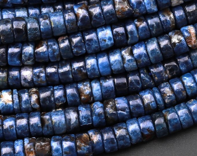 Natural Cobalt Blue Pegmatite W Orange Muscovite Spinel Matrix Heishi ...