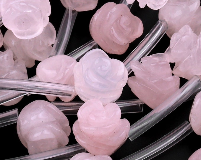 Natural Pink Rose Quartz Hand Carved Rose Flower Gemstone - Etsy