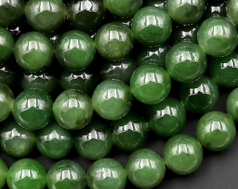 Certified 10mm Natural Siberian Green Nephrite /jade Necklace / High ...