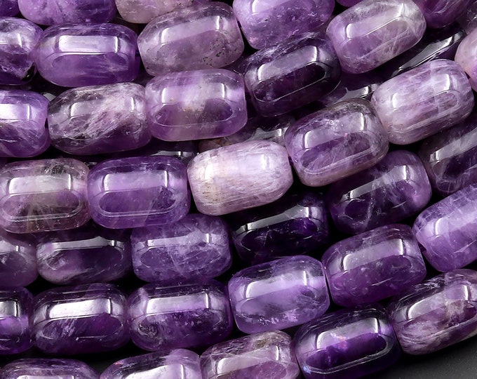 Natural Purple Amethyst 6x9mm Smooth Barrel Tube Cylinder Beads 15.5 ...