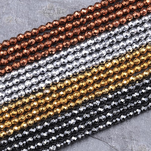 Faceted Titanium Hematite 2mm 3mm 4mm 6mm Round Beads Etsy