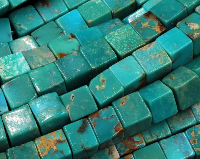 Natural Turquoise Cubes 6mm Square Beads Dice Genuine Real Natural ...