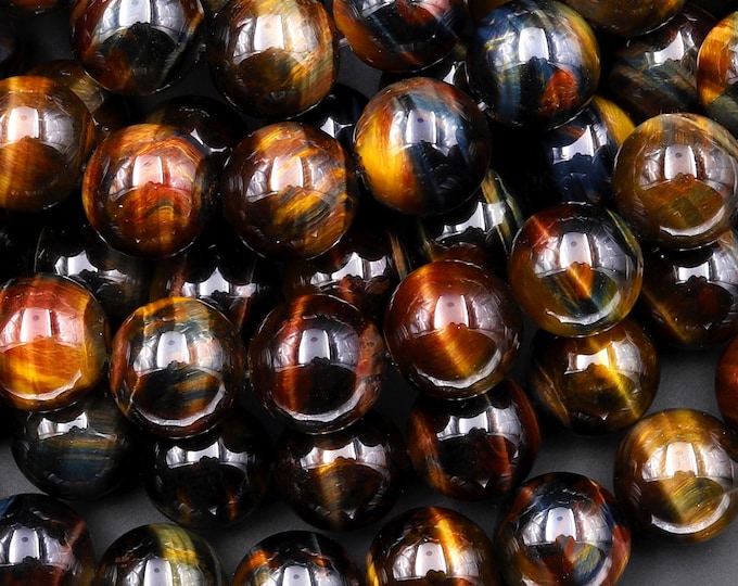 Natural Dark Multi Tiger's Eye Round Tiger Eye Tigereye, 8mm 10mm 15.5 ...