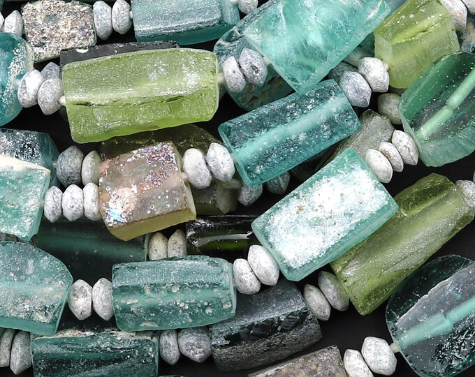 Genuine Ancient Roman Glass Tube Nugget Beads Antique Vintage 15 Strand ...