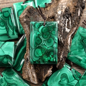 AAA Natural Malachite Pendant Rectangle Pendant Focal Gemstone Bead - Etsy
