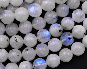 Rainbow Moonstone 6mm 8mm 10mm Round Beads W/ Black Tourmaline - Etsy
