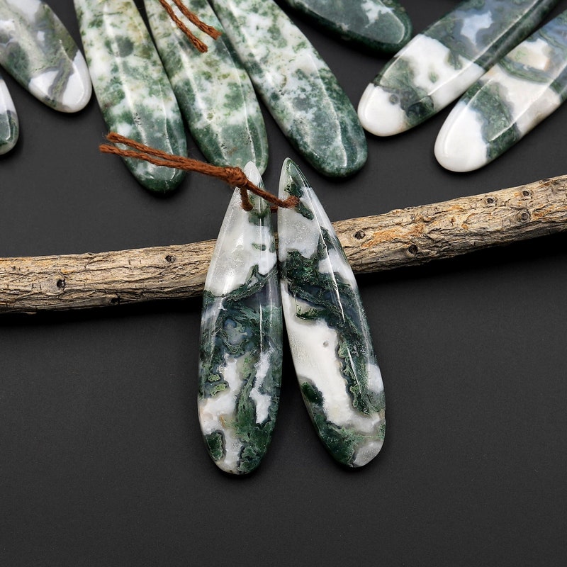 Green Moss Agate Pairs - Etsy