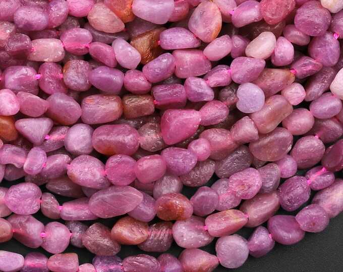 Natural Pink Ruby Freeform Small Pebble Nugget Beads Gemstone 15.5 ...