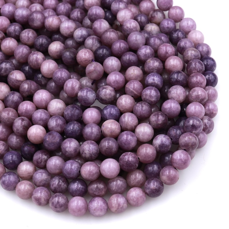 Natural Violet Purple Lepidolite 4mm 6mm 8mm 10mm Round Beads - Etsy