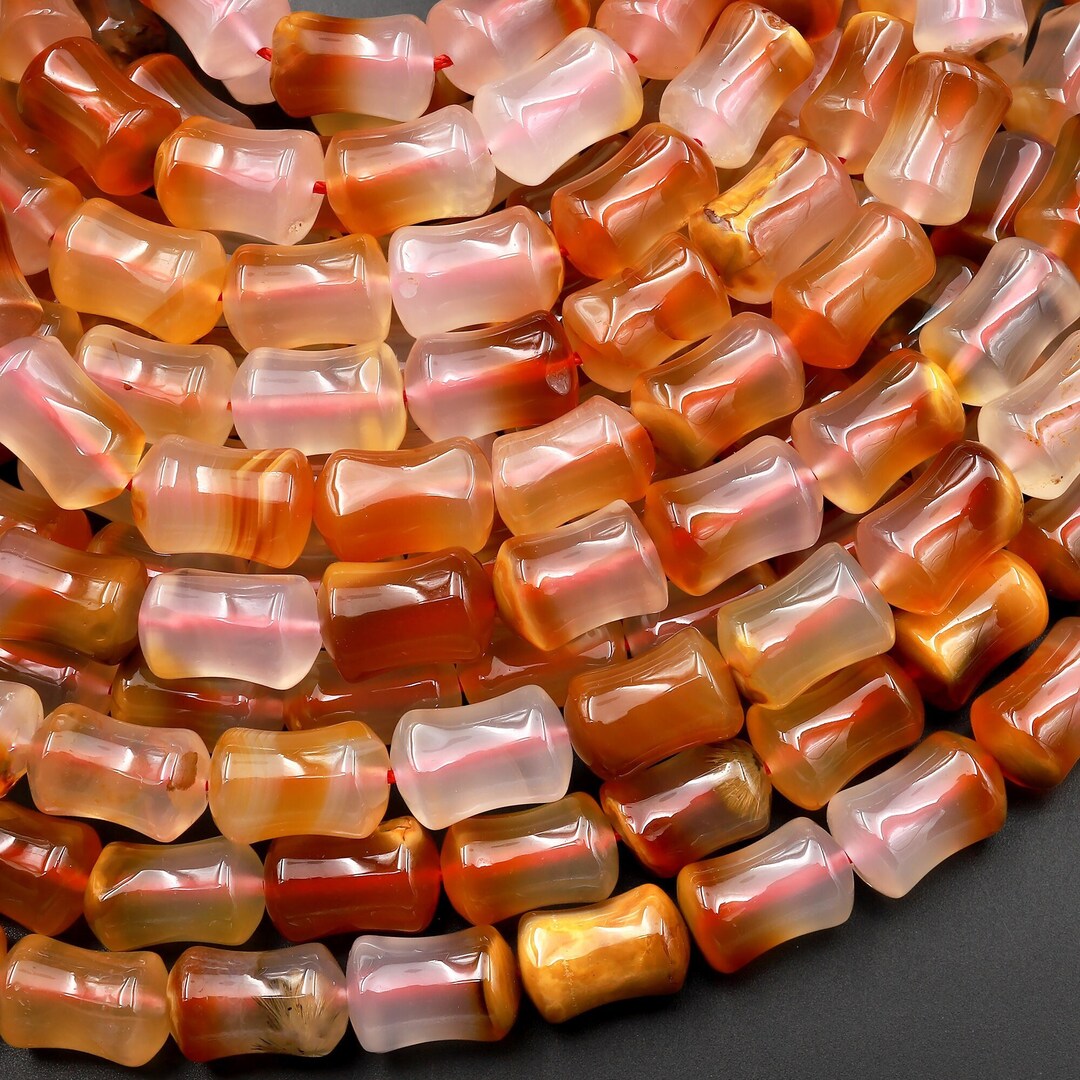 Natural Carnelian Bamboo Stem Tube Cylinder Beads 15.5" Strand - Etsy