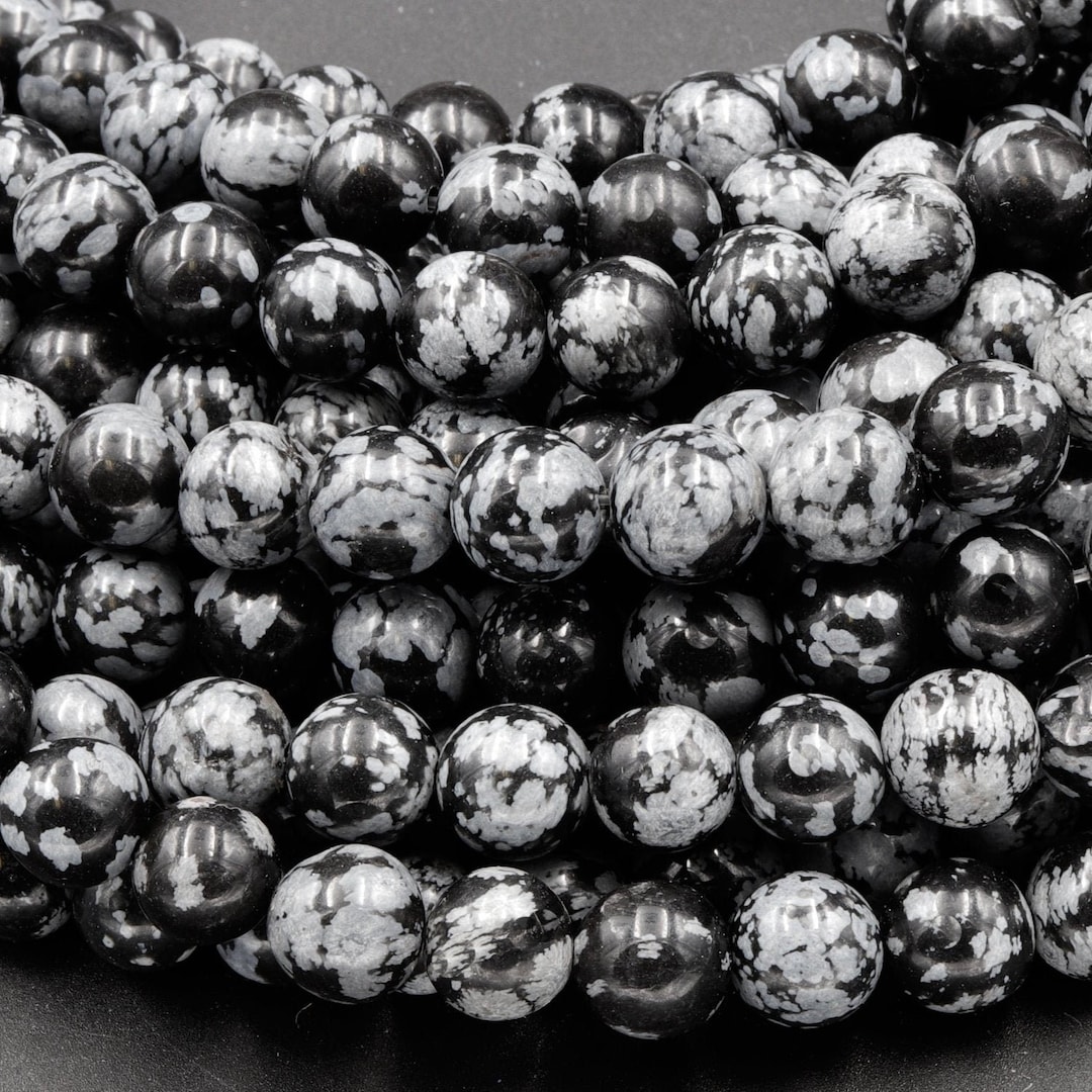 Natural Snowflake Obsidian Beads 4mm 6mm 8mm 10mm Gemstone Round Beads ...