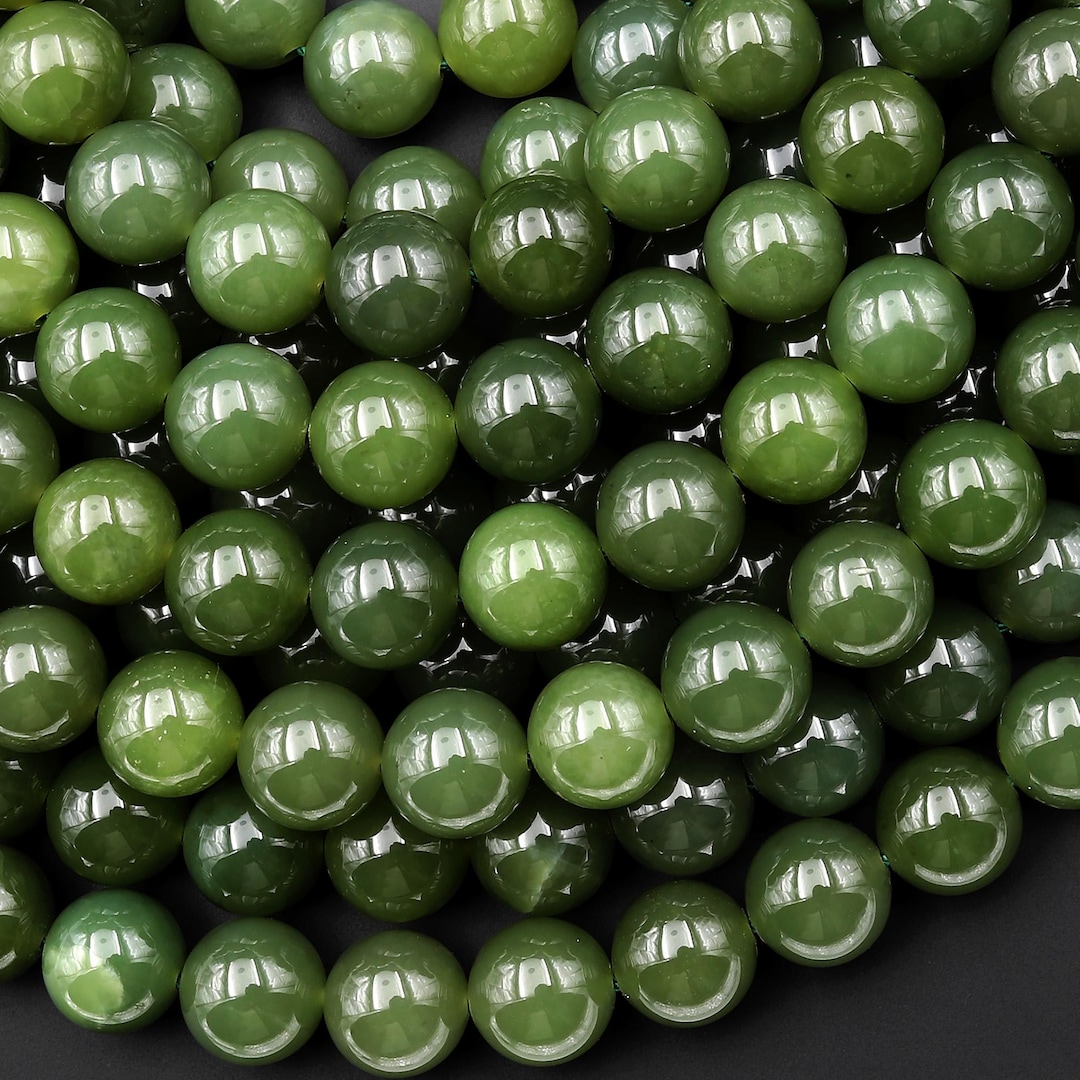 AAA Natural Forest Green Jade 10mm Smooth Round Beads Gemstone 15.5 ...