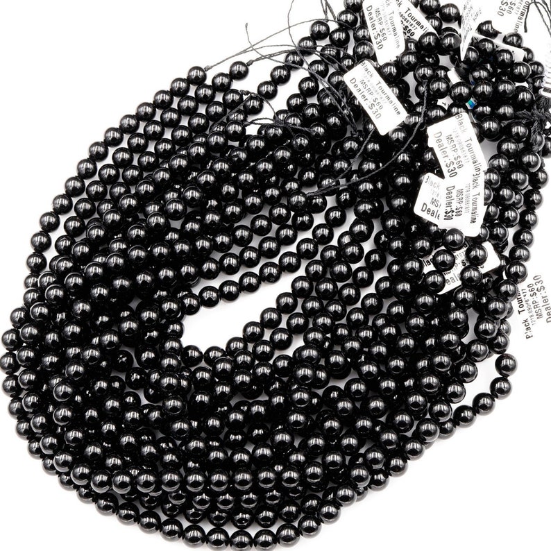 A Genuine Natural Black Tourmaline Beads 4mm 6mm 8mm 10mm - Etsy