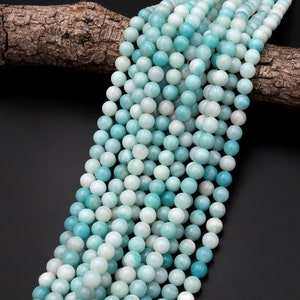 A Grade Natural Brazilian Amazonite 4mm 6mm 8mm Round Beads 15.5 Strand ...