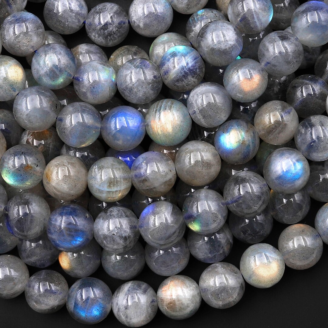 Flashy Natural Light Gray Labradorite 5mm 6mm 7mm 8mm 9mm Round Beads ...