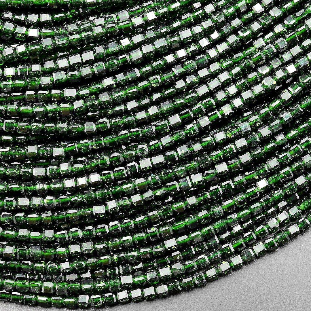 Micro Faceted Green Goldstone Sandstone Beads 2mm Cube 15.5" Strand - Etsy