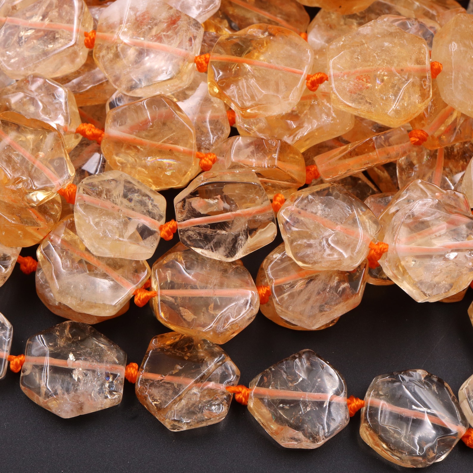 Golden Citrine Hexagon Octagon Bead Geometric Cut Large Nugget Freeform ...