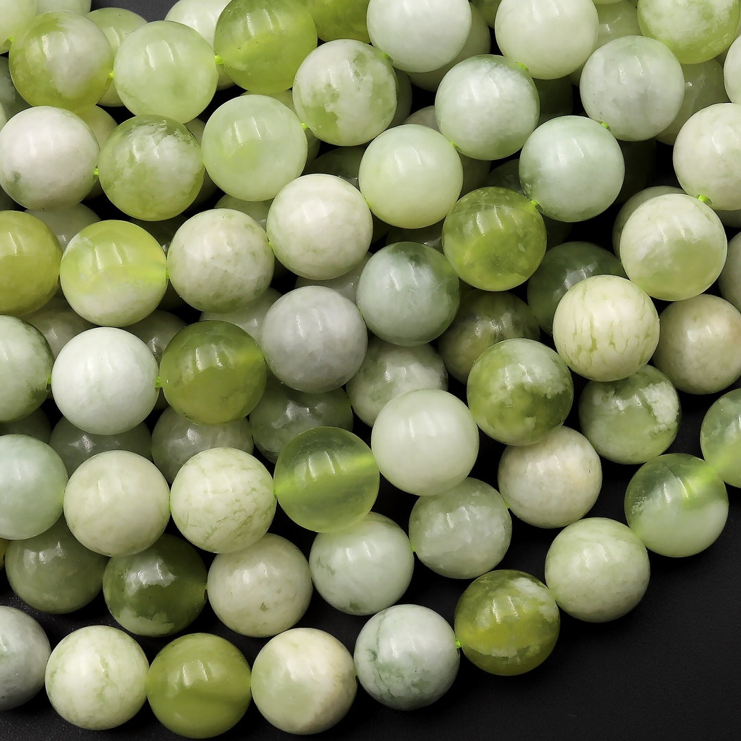 Natural Green Serpentine Jade Smooth Round Beads 4mm 6mm 8mm 10mm 15.5 ...