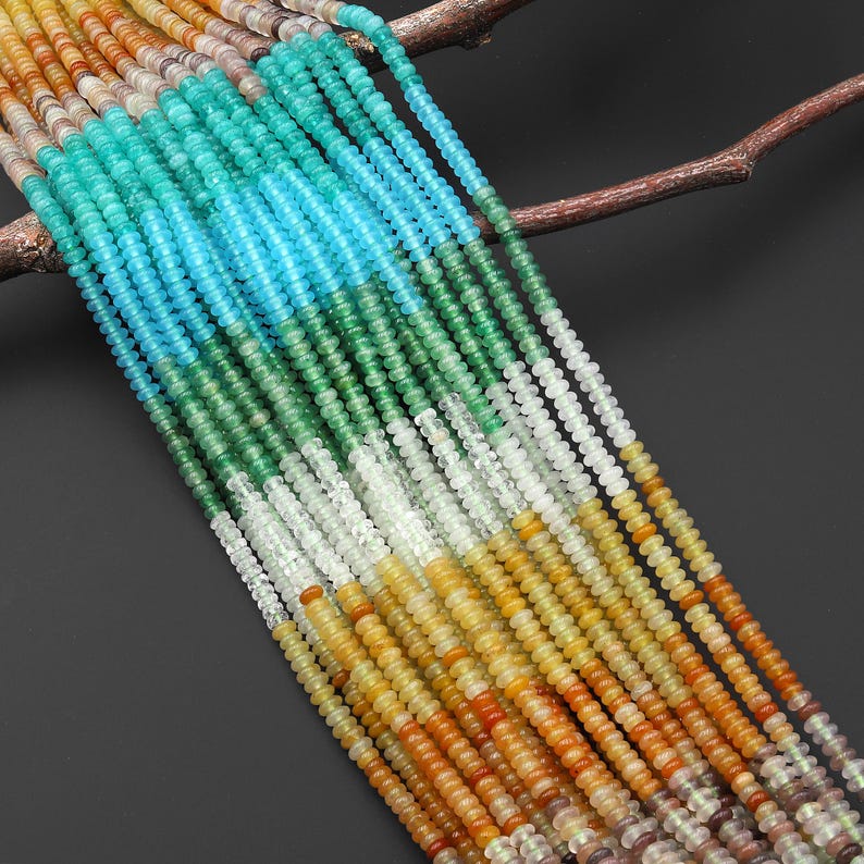 Ocean Breeze Palette ~ Mixed Gemstones 4mm Smooth Rondelle Beads ...