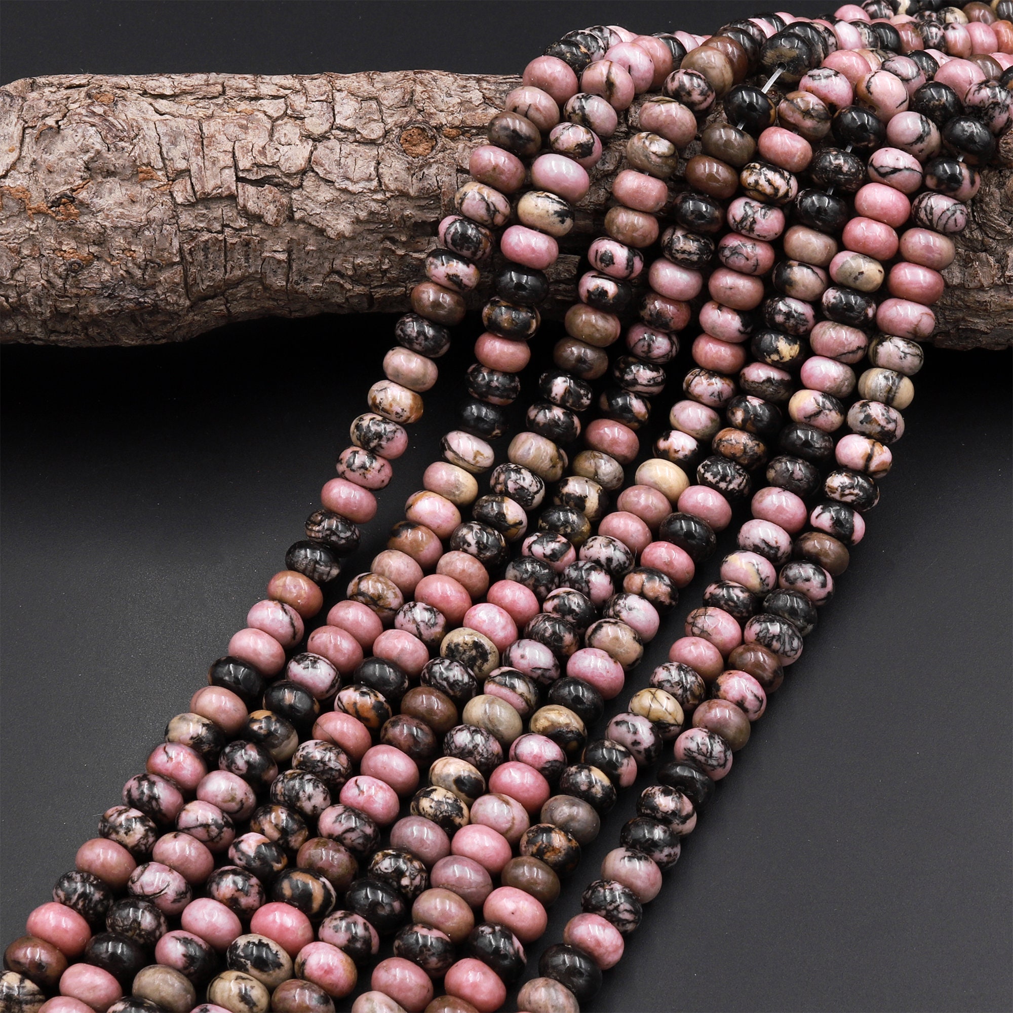 Natural Pink Rhodonite Beads 6mm 8mm Smooth Rondelle Earthy - Etsy