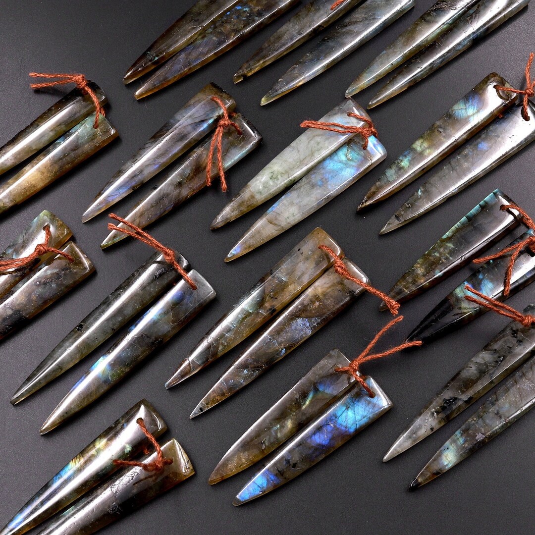 Drilled Labradorite Long Triangle Dagger Pair Matched Natural Gemstone ...