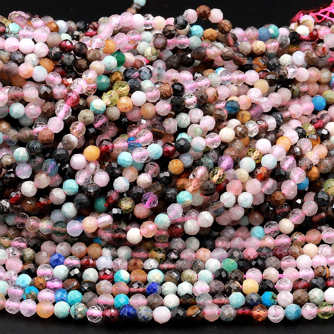 Micro Faceted Multicolor Gemstone Round Beads 2mm 3mm 4mm Garnet ...