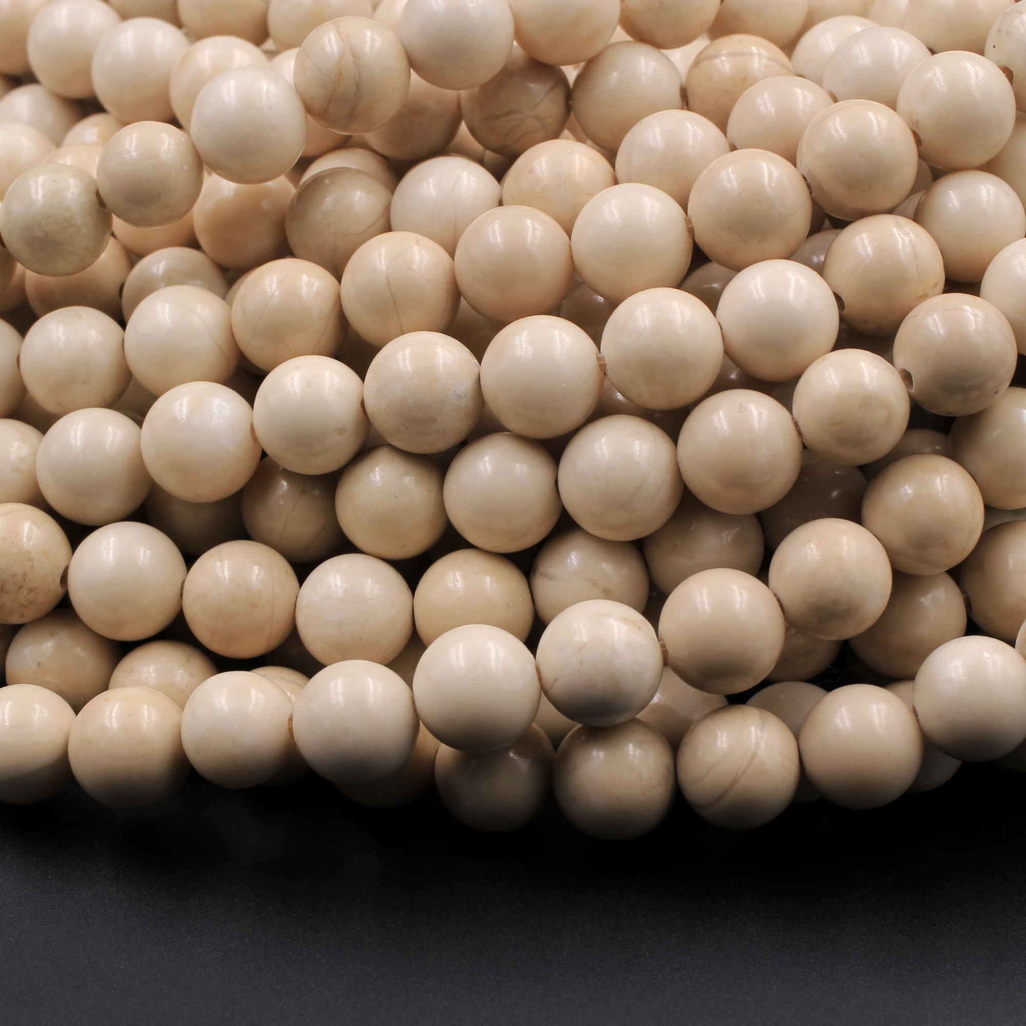 Natural Fossil Jasper River Stone 4mm 6mm 8mm 10mm Polished Round Tan ...