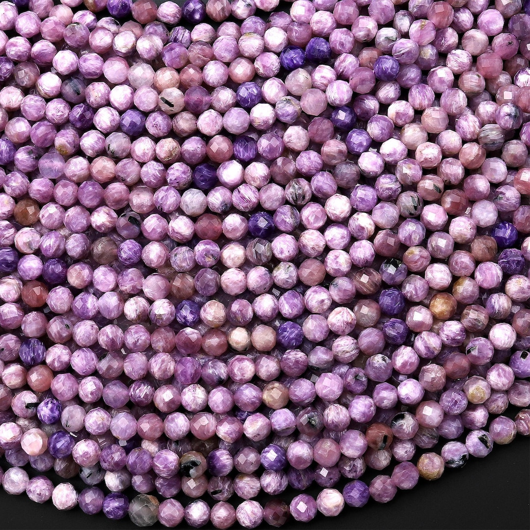 AA Faceted Genuine Natural Russian Purple Charoite 2mm 4mm Round Beads ...