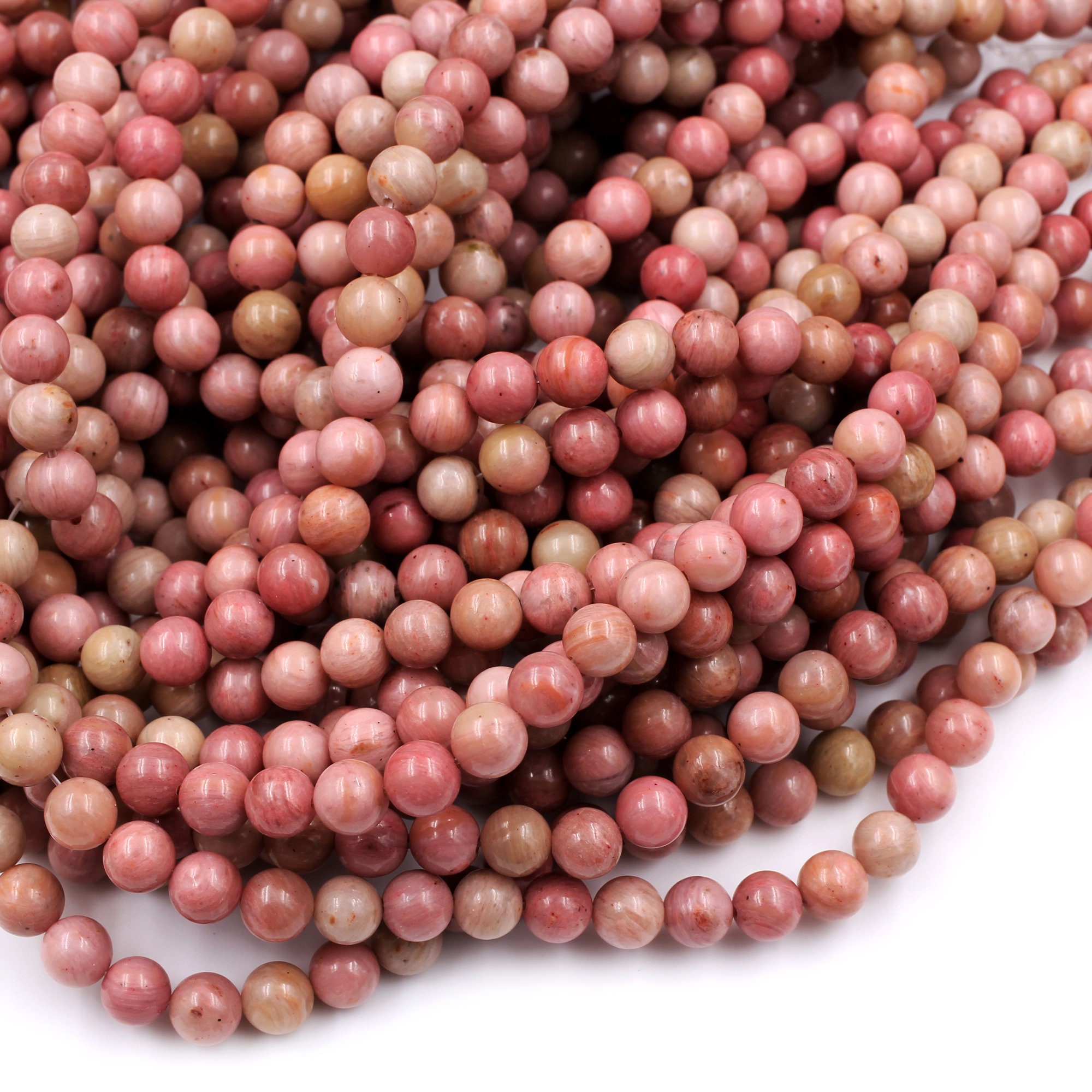 Natural Pink Petrified Rhodonite Beads 4mm 6mm 8mm 10mm Round - Etsy